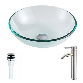 ANZZI Etude Series Lustrous Clear Deco-Glass Vessel Sink with Fann ...