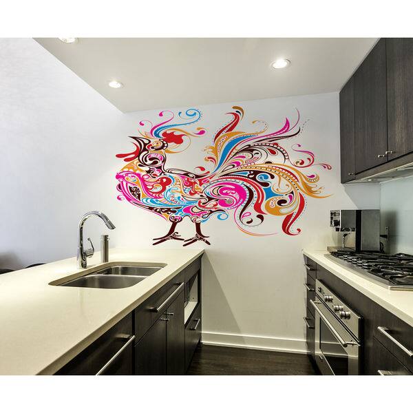 Rooster Poultry Full Color Decal, Full color sticker, colored Rooster ...