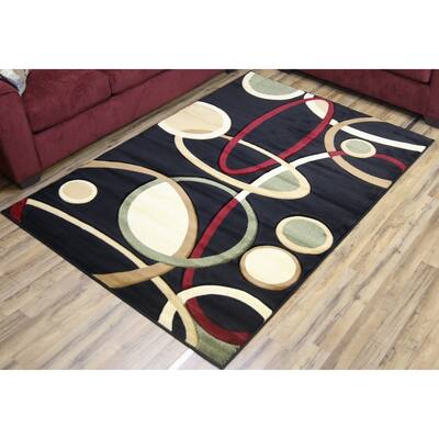 Empire Rosa Black/Beige Polypropylene Hand-carved Transitional Rug (6'7 ...