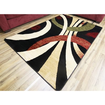 Empire Sevyn Contemporary Black, Cream Polypropylene Rug - 5' x 7 ...