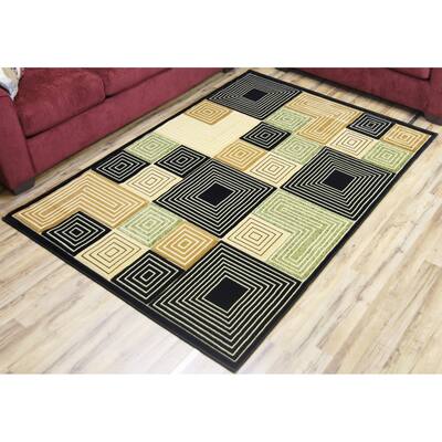Empire Rosa Hand-carved Transitional Black/Green Rug (3'11 x 5'3 ...