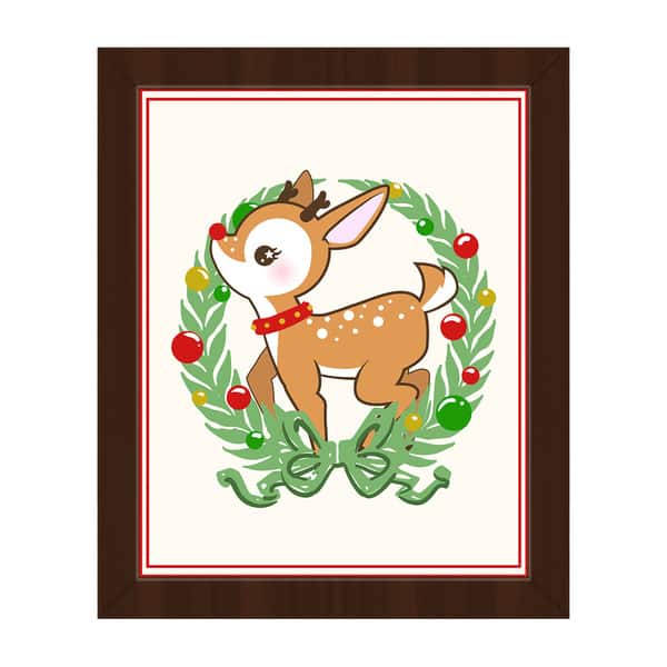 'Deerest Rudolph with Wreath' Framed Canvas Wall Art - Bed Bath ...