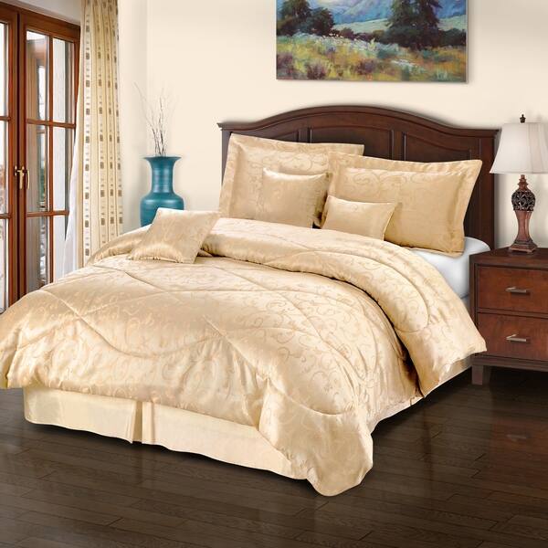 Traditional Oriental Scroll 7 Piece Comforter Set By Miranda Haus
