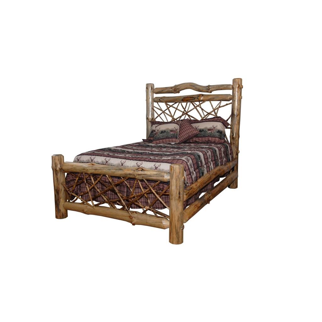 Rustic Pine Log Twig-Style Bed - Overstock - 13843166