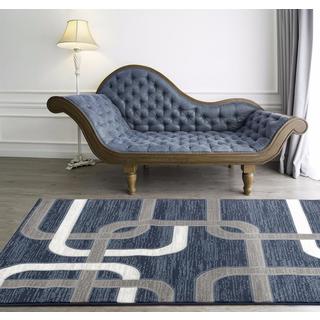 Persian Rugs Abstract Lines Blue Polypropylene Area Rug - 5'2" x 7'2 ...