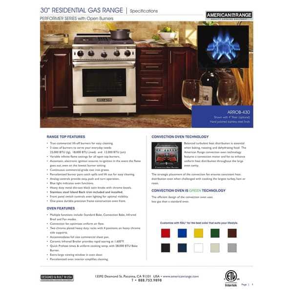 American Range 30 inch Performer Series 4 Burner Gas Range - Bed Bath ...