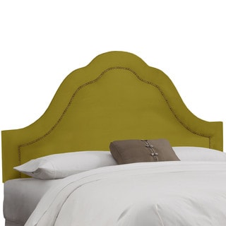 Skyline Furniture Mystere Velvet Macaw Nailhead Trim Arched Headboard ...