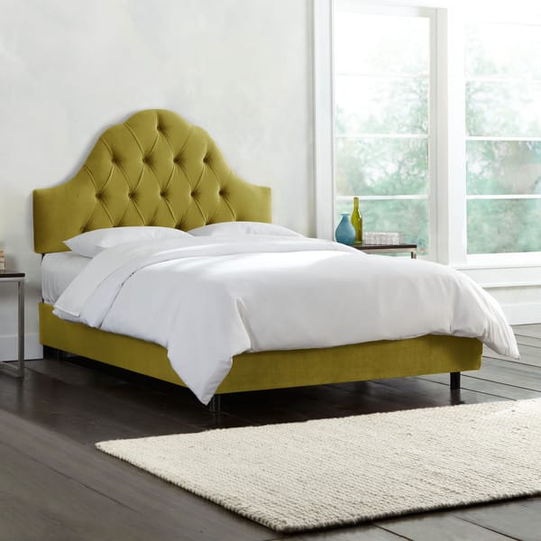 Skyline Furniture Mystere Velvet Macaw Tufted Arched Bed - Bed Bath ...