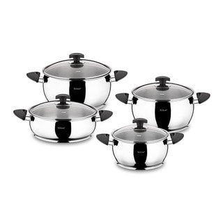 Lisbon Black Stainless Steel 8-piece Cookware Set by Hisar - Bed Bath ...