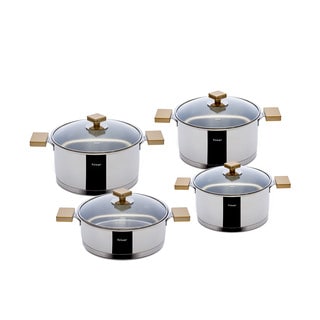 Milan 8-piece Gold Stainless Steel Cookware Set by Hisar - Bed Bath ...