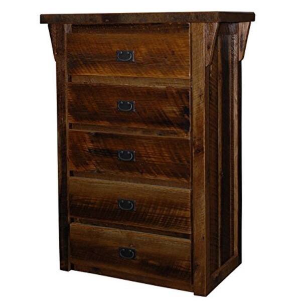 Rustic Reclaimed Barn Wood 5-Drawer Dresser/Chest-Urban Distress Stain ...