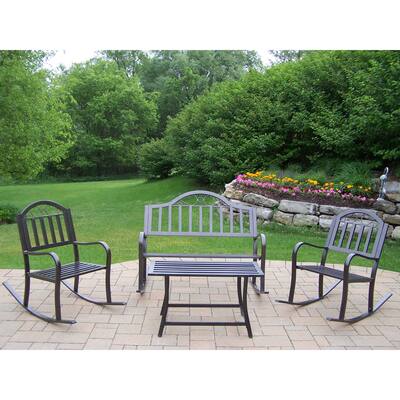 Hometown 4-Piece Outdoor Seating Set with Rocking Bench, 2 Rocking ...