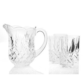 Godinger Dublin Drinkware Clear Crystal Pitcher with 4 Highballs - Bed ...