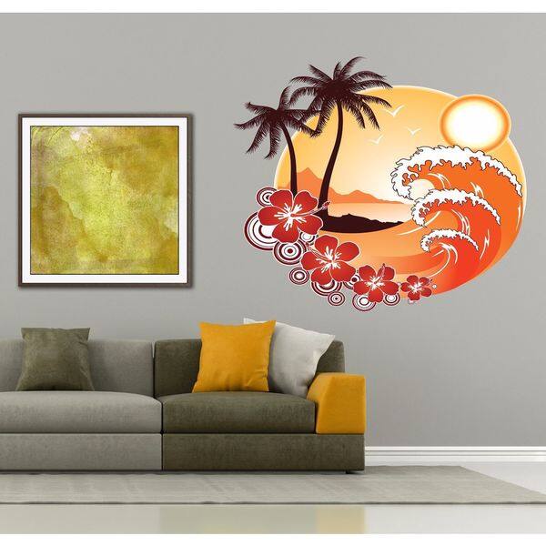 Full color decal Beach Sun Ocean sticker, Beach Sun Decal, wall art ...