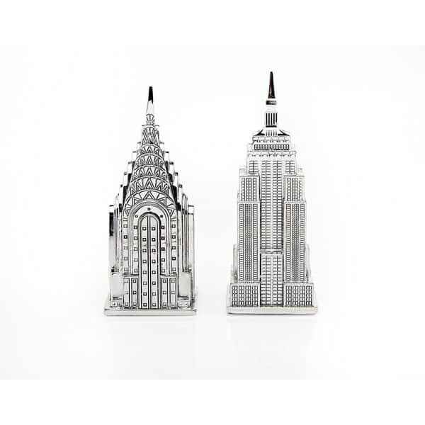 Godinger Empire State and Chrysler Building Silver Metal Salt and ...