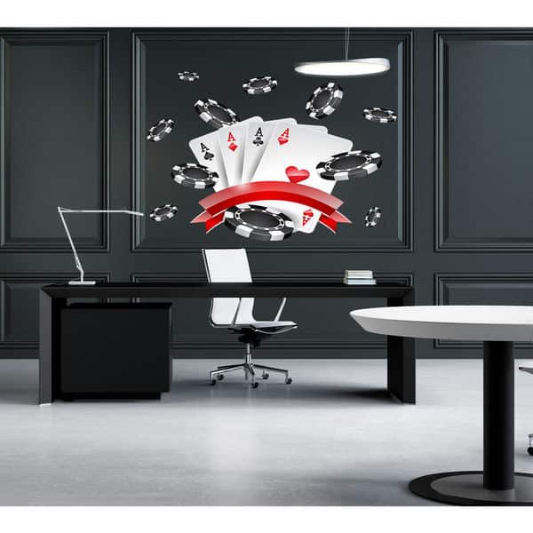 Full color decal Poker Playing chips sticker, colored Poker wall art ...