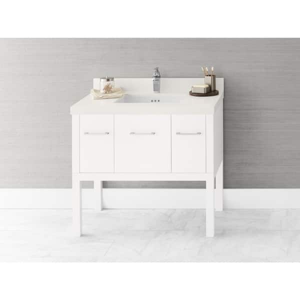 Ronbow Calabria 36-inch Bathroom Vanity Set in White, Quartz Countertop ...