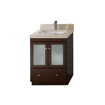 Ronbow Shaker 24-inch Bathroom Vanity Set in Dark Cherry, Marble ...