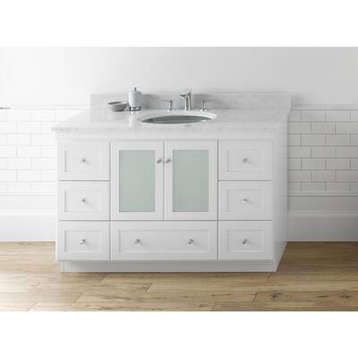 Ronbow Shaker 48-inch Bathroom Vanity Set in White, Marble Countertop ...