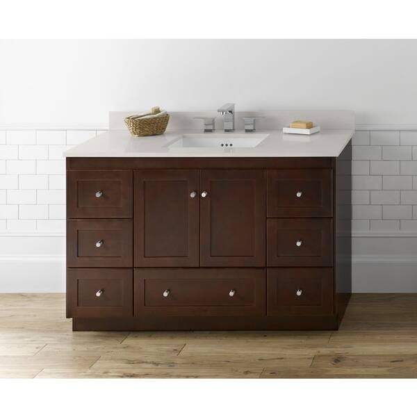 Ronbow Shaker 48-inch Bathroom Vanity Set in Dark Cherry, Quartz ...