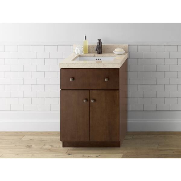 Ronbow Amberlyn 24-inch Bathroom Vanity Set in Cafe Walnut, Marble ...