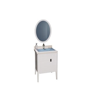 Ronbow Zoe 24-inch Bathroom Vanity Set in Glossy White with Oval Mirror ...