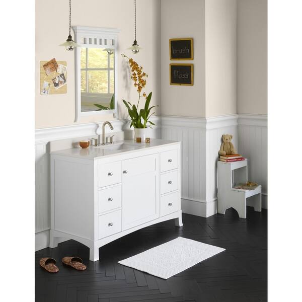 Ronbow 48" Briella Bathroom Vanity Set in White with Ceramic Sink - Bed ...