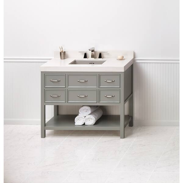 Ronbow Newcastle 42-inch Bathroom Vanity Set in Ocean Gray, Quartz ...