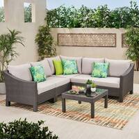 Newton Outdoor 4-seater Sectional Sofa Set by Christopher Knight Home ...