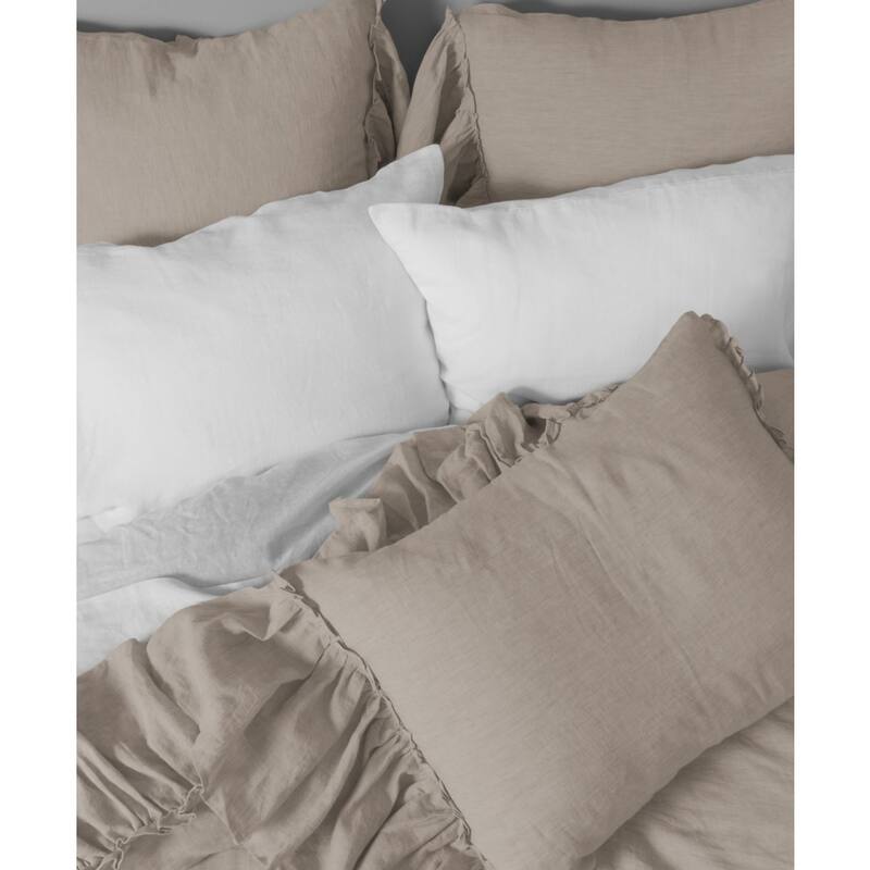 Karina Natural Brown Linen Sham - Overstock - 13990740