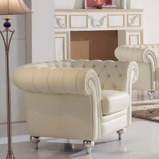 Luca Home Tufted Ivory Chair - Bed Bath & Beyond - 13999429