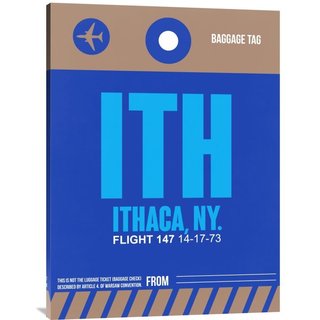 Naxart Studio 'ITH Ithaca Luggage Tag II' Multicolored Stretched Canvas Wall Art - Bed Bath ...
