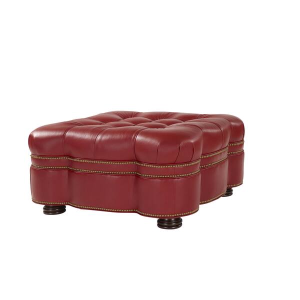 Eldorado Red Leather Tufted Ottoman - Bed Bath & Beyond - 14049760