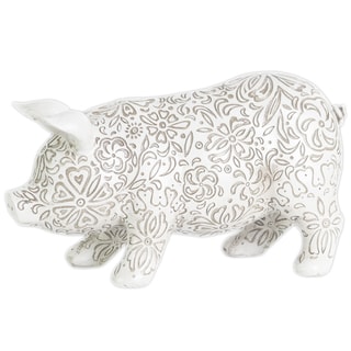 Urban Trends Collection Matte White Resin Large Standing Pig Figurine ...