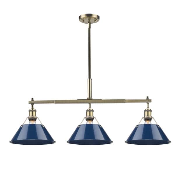 Orwell AB Linear Pendant in Aged Brass with Navy Blue Shade - Bed Bath ...