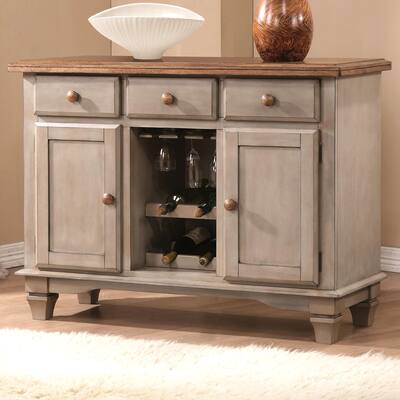 Rustic Antique Cottage Design Two-tone Dining Storage Buffet Server ...
