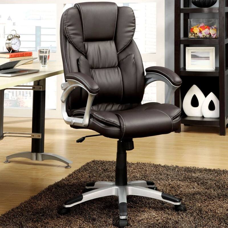 Plush Executive Dark Brown Swivel Adjustable Office Chair - Overstock ...