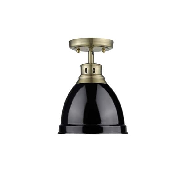 Golden Lighting Duncan Aged-brass Finish Steel Flush-mount Light ...