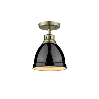 Golden Lighting Duncan Aged-brass Finish Steel Flush-mount Light ...
