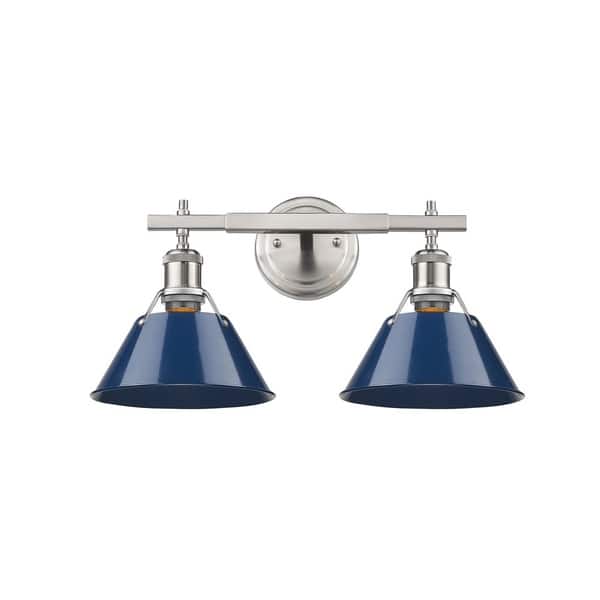 Golden Lighting Orwell Pewter with Navy Blue Shade 2-light Bath Vanity ...