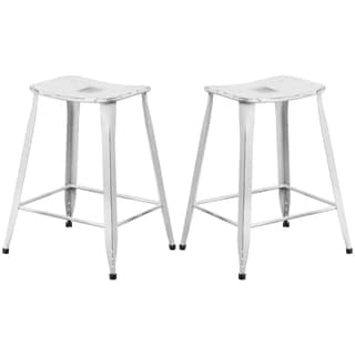 Distressed White Galvanized Metal 24-inch Stool - Bed Bath & Beyond ...