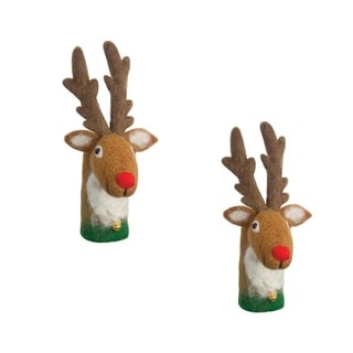 Handmade Felt Reindeer Bottle Toppers (Nepal) (Set of 2) - Bed Bath ...