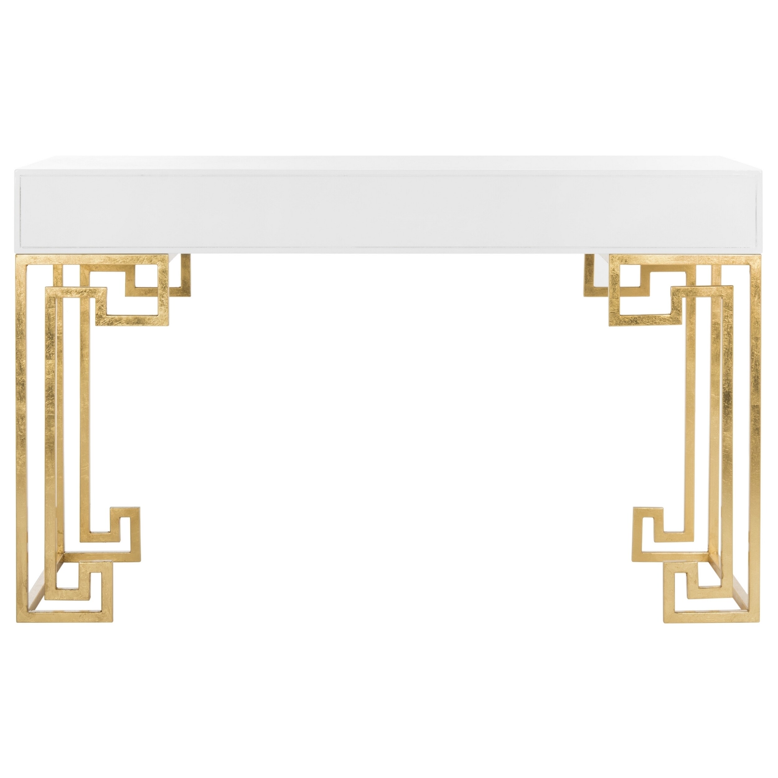 SAFAVIEH Couture High Line Collection Valeria Lacquer White Gold Writing Desk