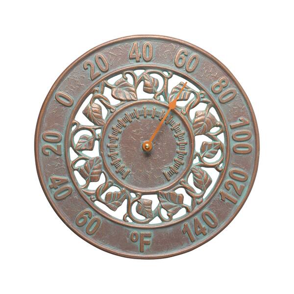 White Hall Home Indoor Ivy Silhouette Thermometer - Copper Verdigris ...