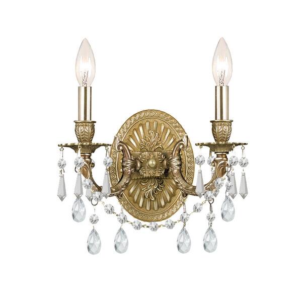 Gramercy 2-light Aged Brass/ Swarovski Strass Crystal Wall Sconce - Bed ...
