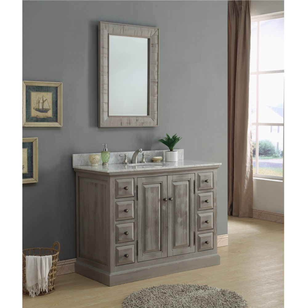 Rustic Style Dark Limestone Top 48-inch Bathroom Vanity - Bed Bath ...