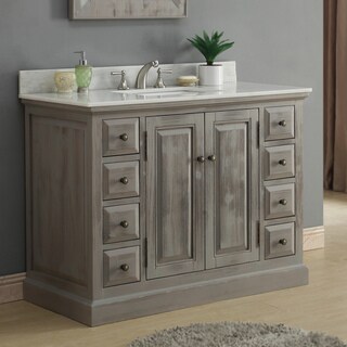 Rustic Style 48-inch Single Sink Bathroom Vanity with Modern Quartz Top ...