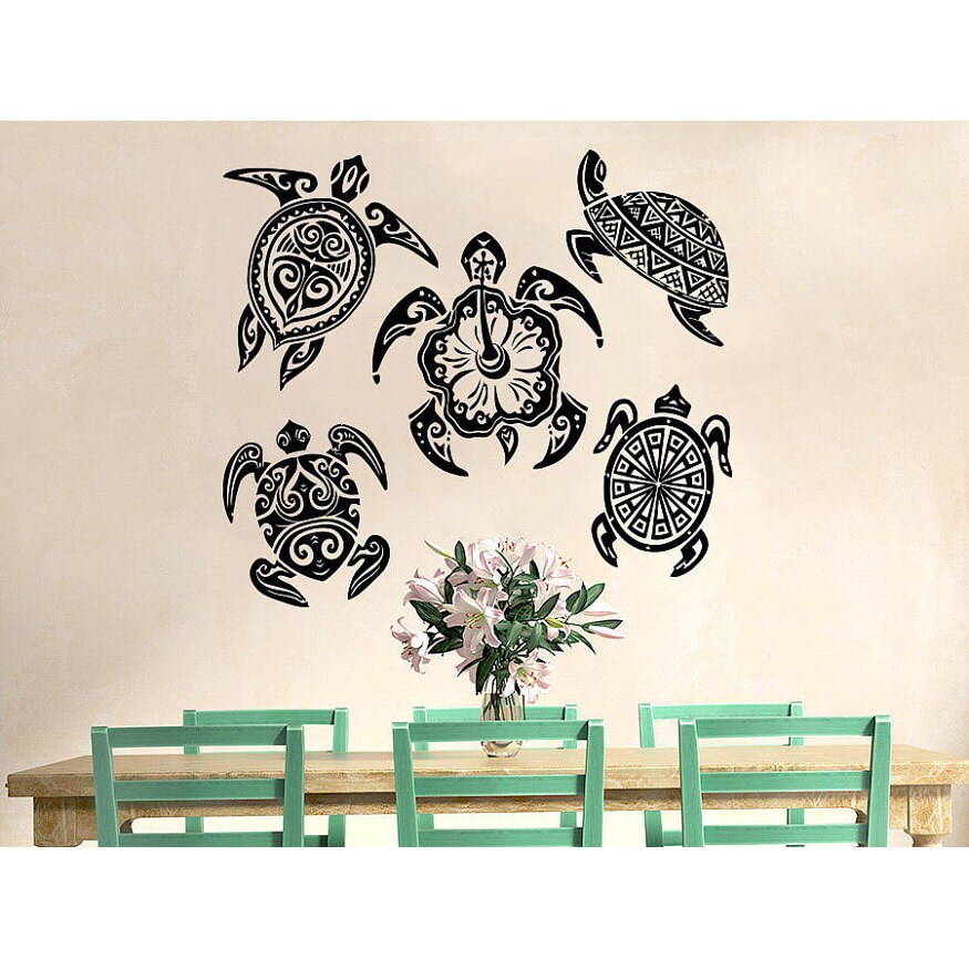 Sea Turtle Wall Decal Underwater World Themed Decor Nautical Vinyl ...