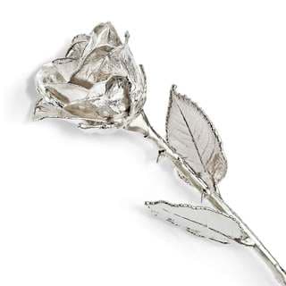Silver-plated Lacquered Finish Natural Dipped Rose - Bed Bath & Beyond ...