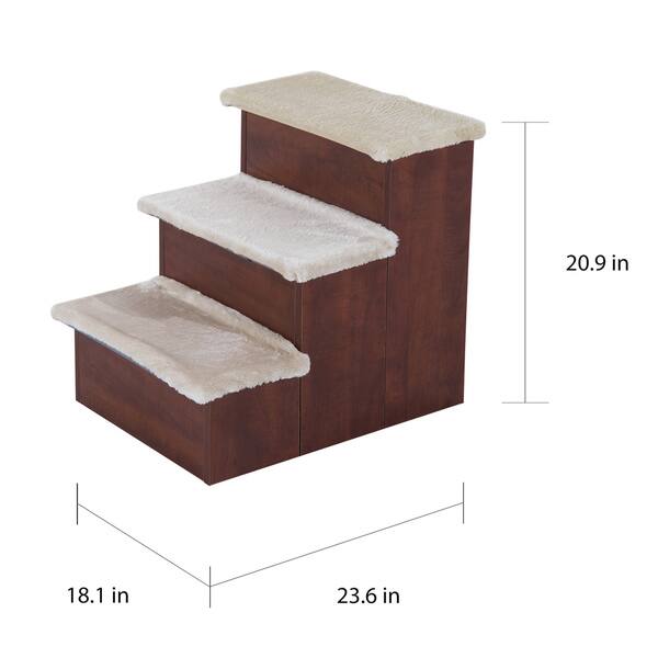Pawhut Three Step Portable Pet Stairs with Storage Compartments - brown ...